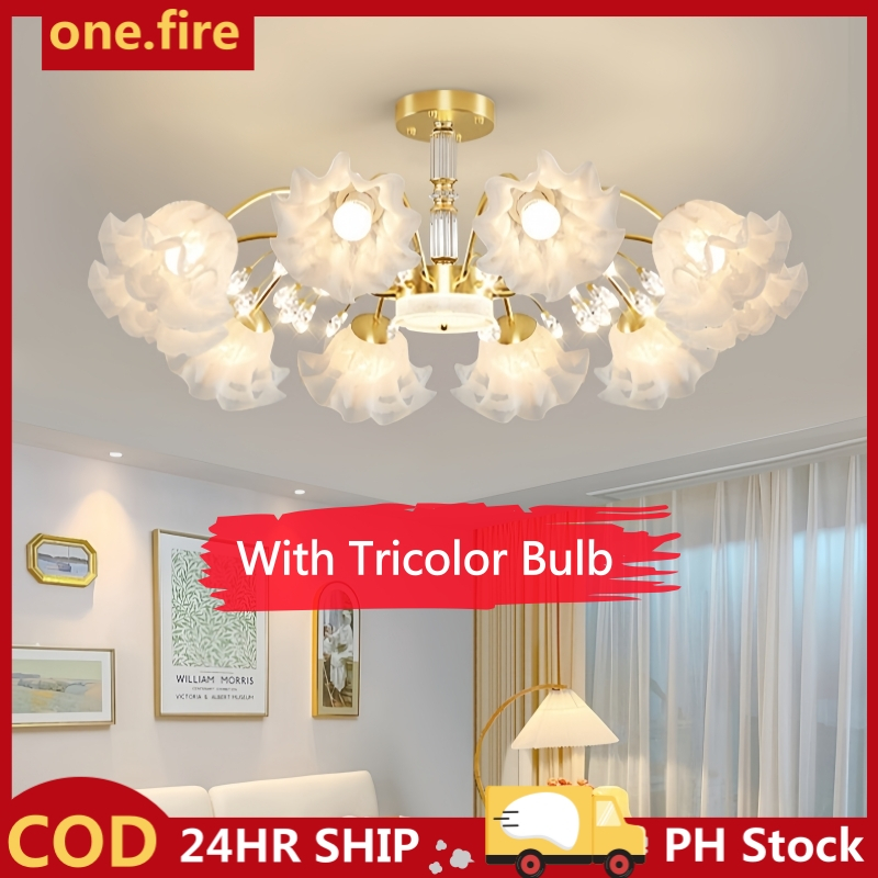 【Free Bulb】Chandelier Tricolor Ceiling Light for Living Room Hanging ...