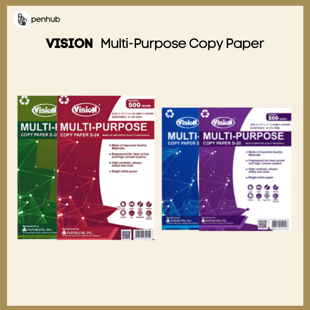 VISION Multi-purpose Copy Paper / A4 / Short / Legal / Sub 20 / Sub 24 ...