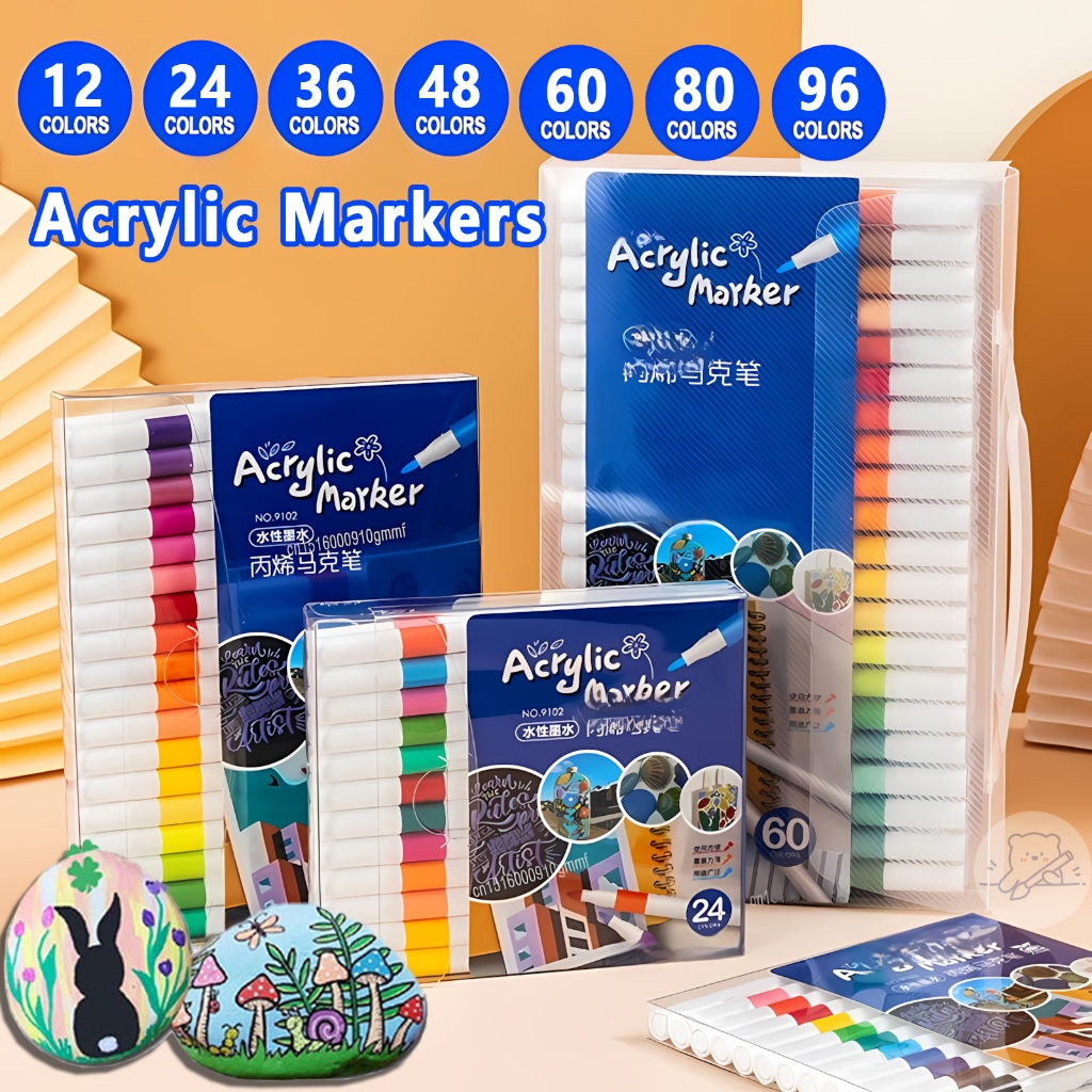 96 Colors Acrylic Marker Pen Set Highlighter Markers Colored Pen ...