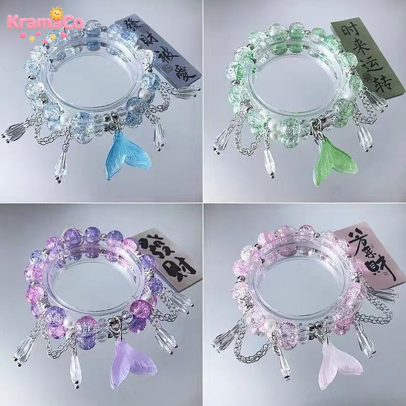 2026 Fairy Sweet Color-beaded Bracelet Fish Tail Glass Bracelet Ins ...