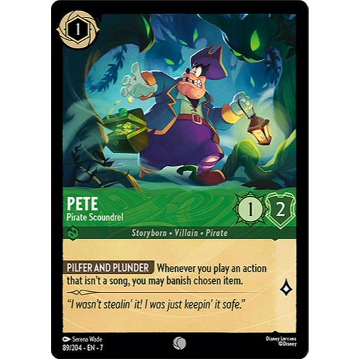 DISNEY LORCANA Archazia's Island Cold Foil PETE Pirate Scoundrel #89/ ...