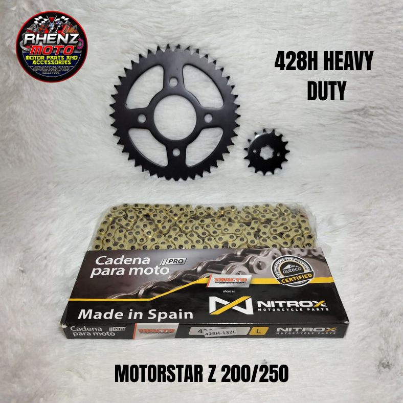 MOTORSTAR Z 200/250 RUSTPROOF HYBRID TYPE SPROCKET SET W/ NITROX GOLD ...