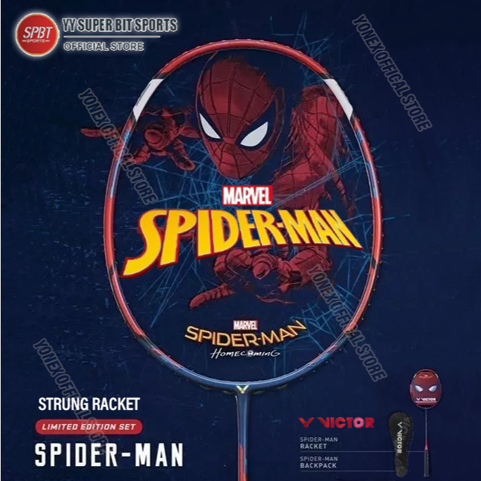 Victory Max 32 Lbs SPIDER MAN Joint Badminton Racket Super Light 100% ...