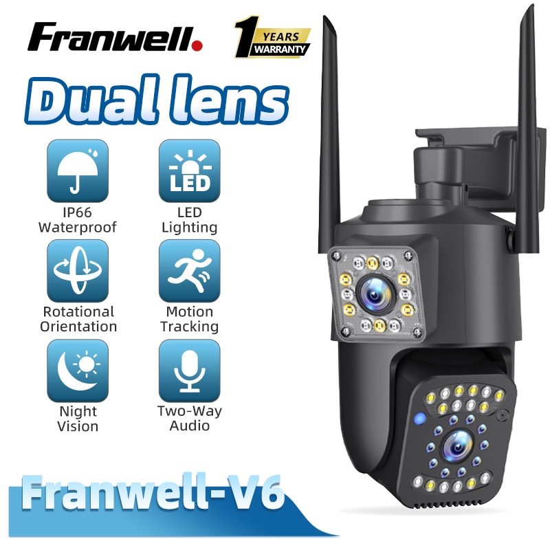 Franwell V6 CCTV WiFi Dual Lens 1080P Outdoor Camera Rainproof Full ...