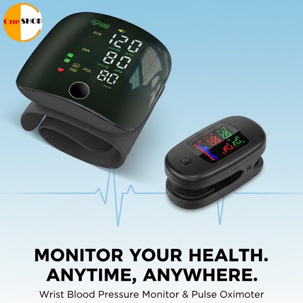 Bundle Wrist Blood Pressure Digital Monitor (FLK-W01) And Fingertip ...