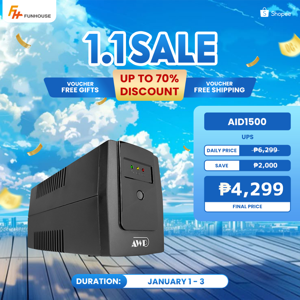 Funhouse | AWP AID1500 Aide 900W-1500VA UPS with AVR Uninterruptible ...