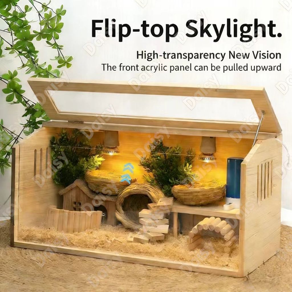 Small pet chicken/hamster wooden breeding cage pet nest panoramic view ...