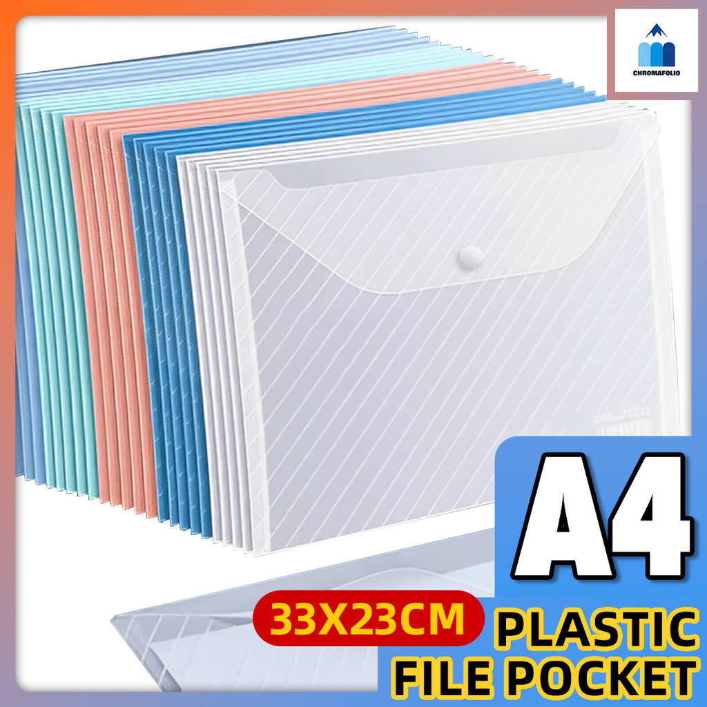 10PCS A4 Clear Plastic Envelope Button File Holder Document Organizer ...
