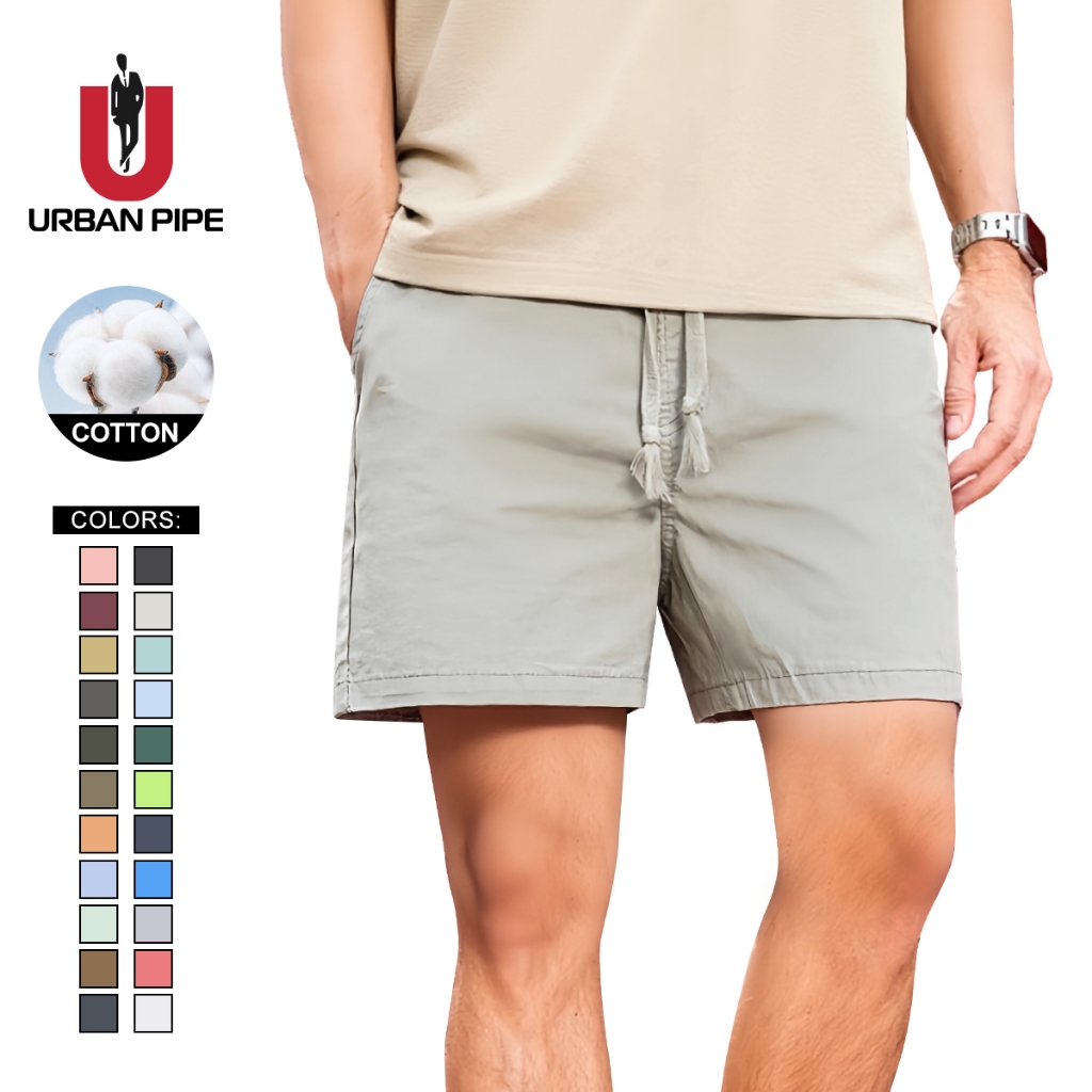 URBAN PIPE Above The Knee Board Plain Shorts For Men Cotton Casual ...