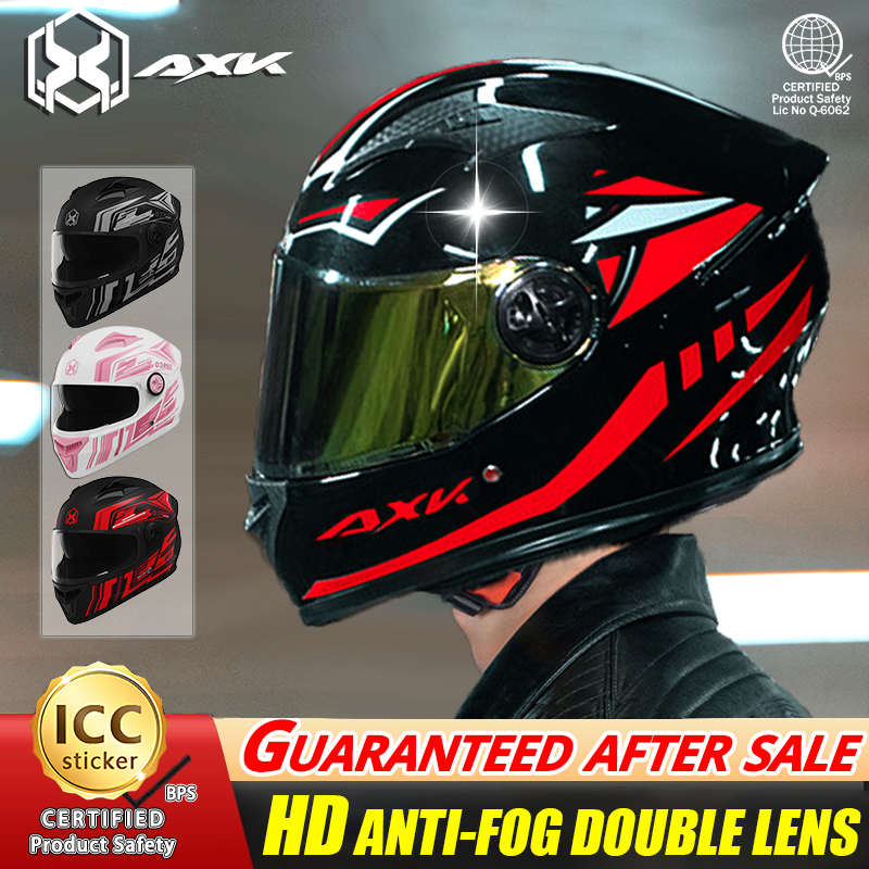 AXK Motorcycle helmet Double Miorr Motorcycle Full Face Helmet with ICC ...