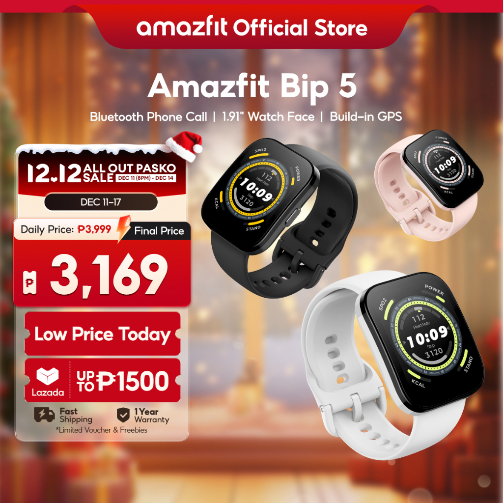 Amazfit Bip 5 1.91" Display Bluetooth Phone Calls 4 Satellite ...