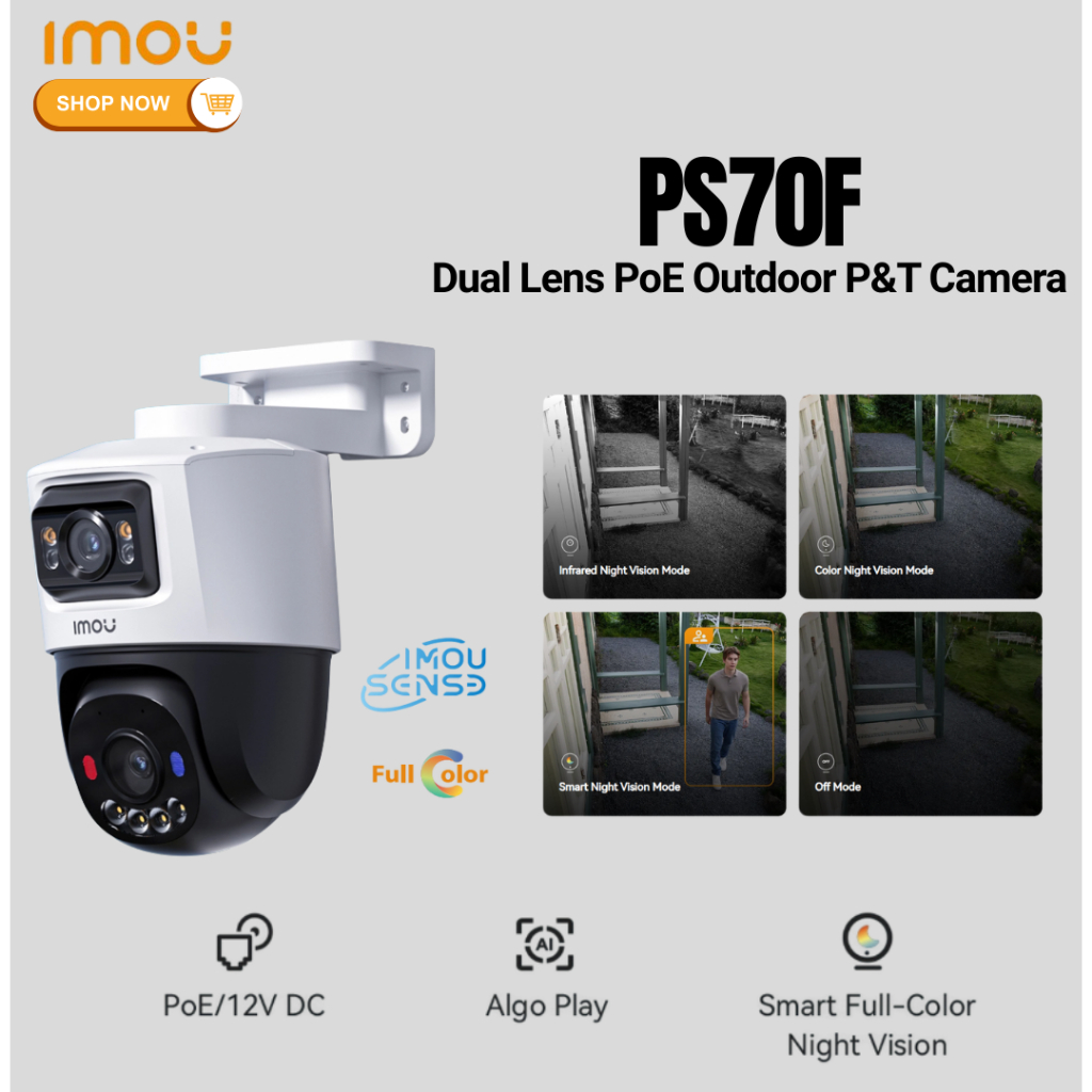 IMOU PS70F 10MP Dual Lens PoE Outdoor Smart Camera Flexible Power ...