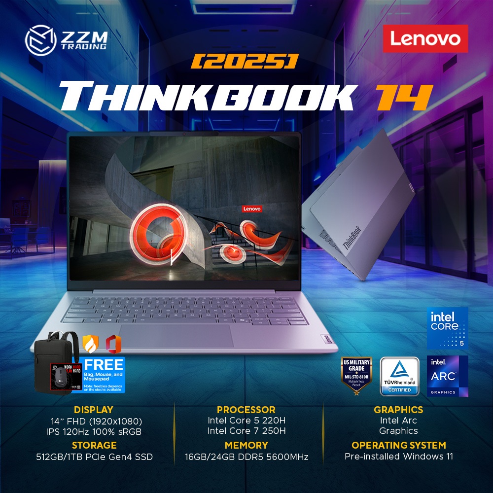 Lenovo ThinkBook 14 2025 Core 5 220H Arc GPU 14" 2.8K IPS 120Hz 16GB ...