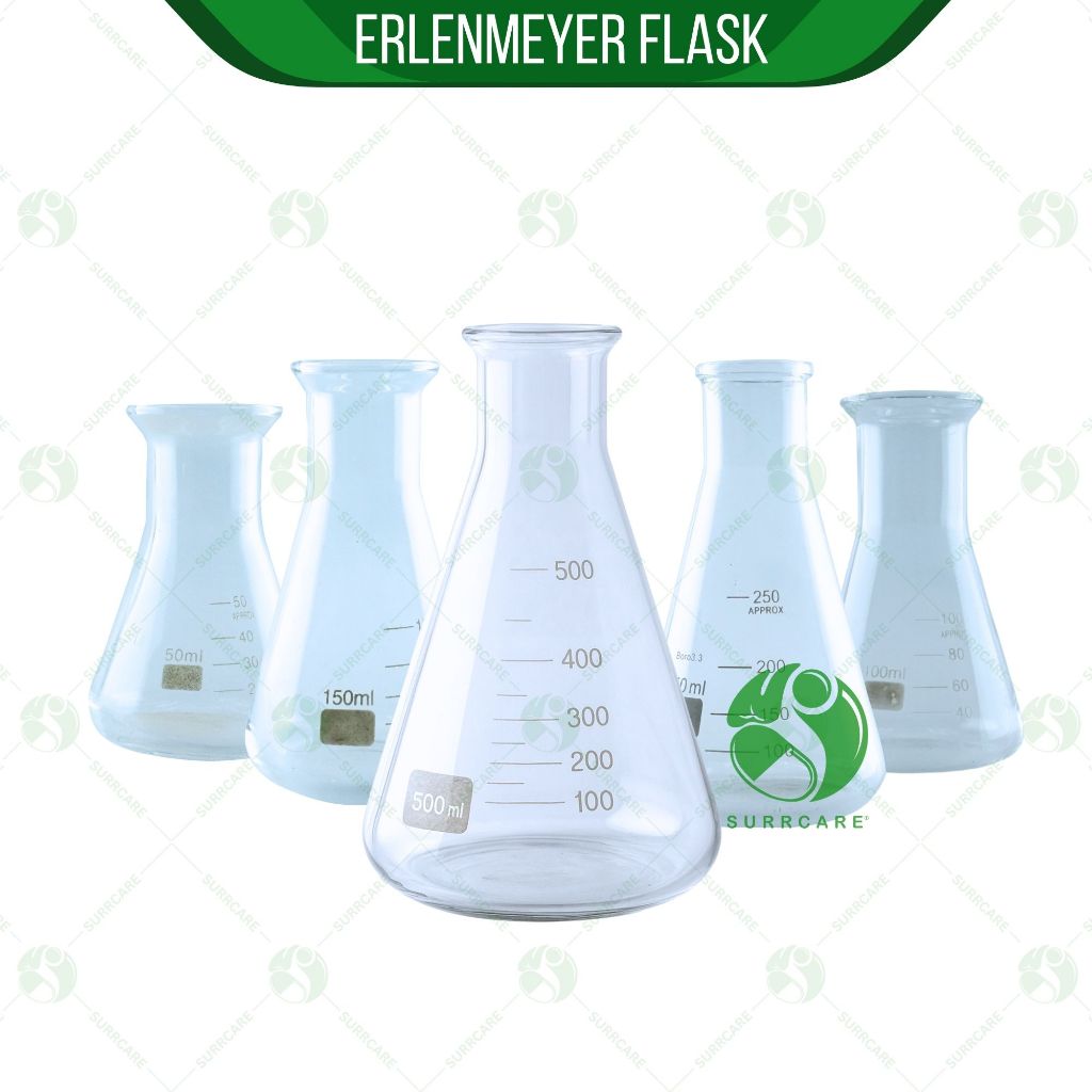 SURRMED Erlenmeyer Flask Glass Laboratory Container Assorted Sizes ...