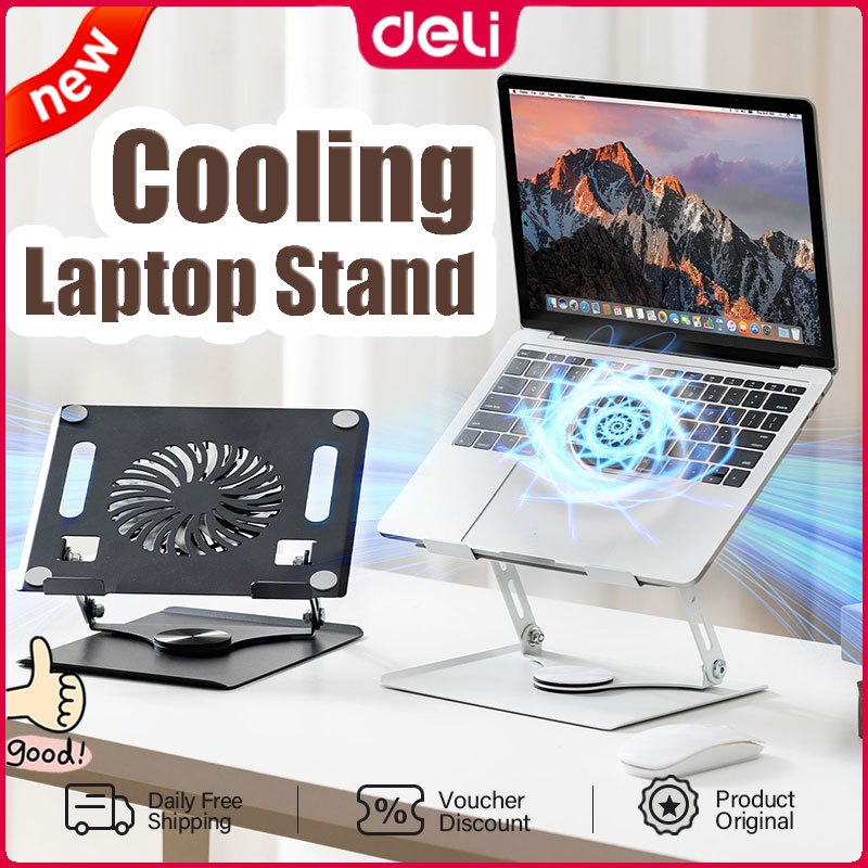 Deli&Aoka Aluminum Laptop Stand – 360° Adjustable with Cooling Fan ...