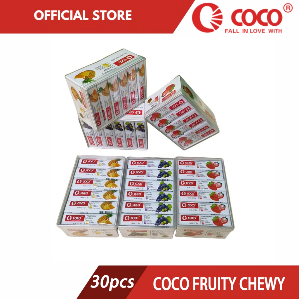COCO fruity milk candy Acrylic box 5pcs x 30tubes grapes/strawberry ...