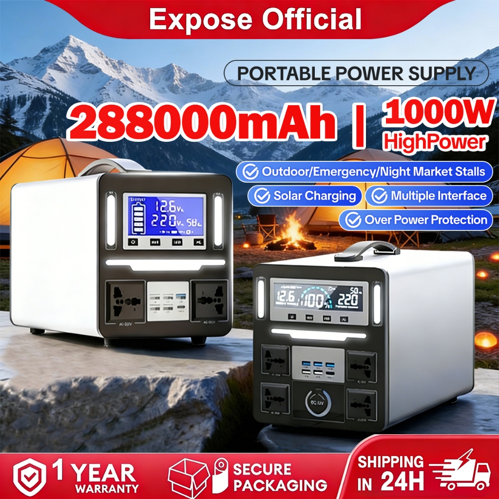 Portable Power Station 1000W 288000mAh Large Capacity Outdoor Solar ...
