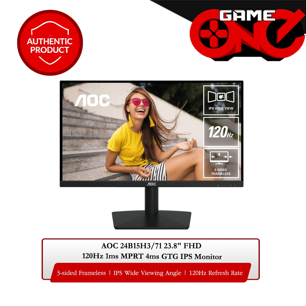 AOC 24B15H3/71 23.8" FHD 120Hz 1ms MPRT 4ms GTG IPS Monitor | Shopee ...