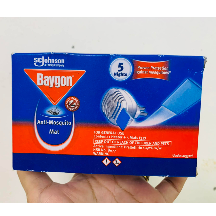 Baygon Mat Anti-Dengue Mosquito Repellent (1 Heater + 5 Mats) 3g ...