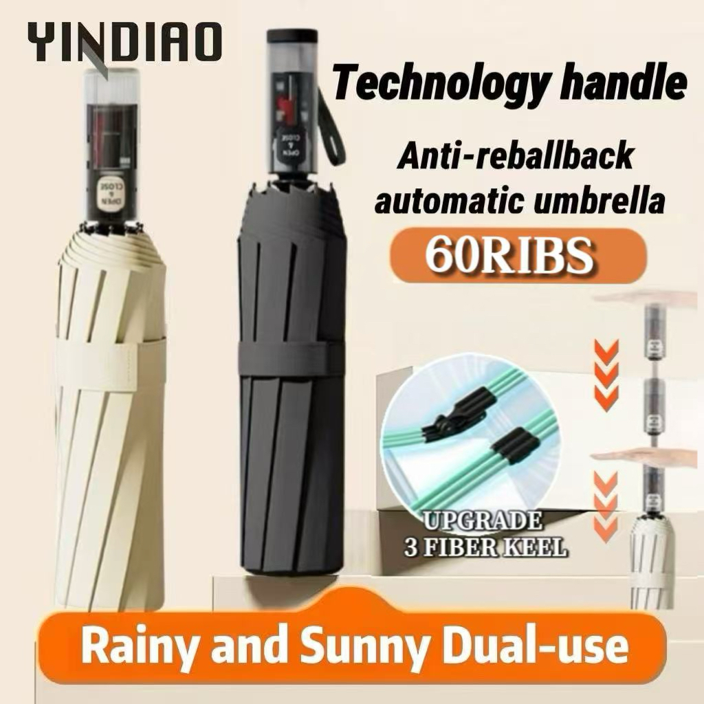 YINDIAO New Automatic Umbrella 60 Ribs Typhoon-Proof Heavy Rain Anti ...