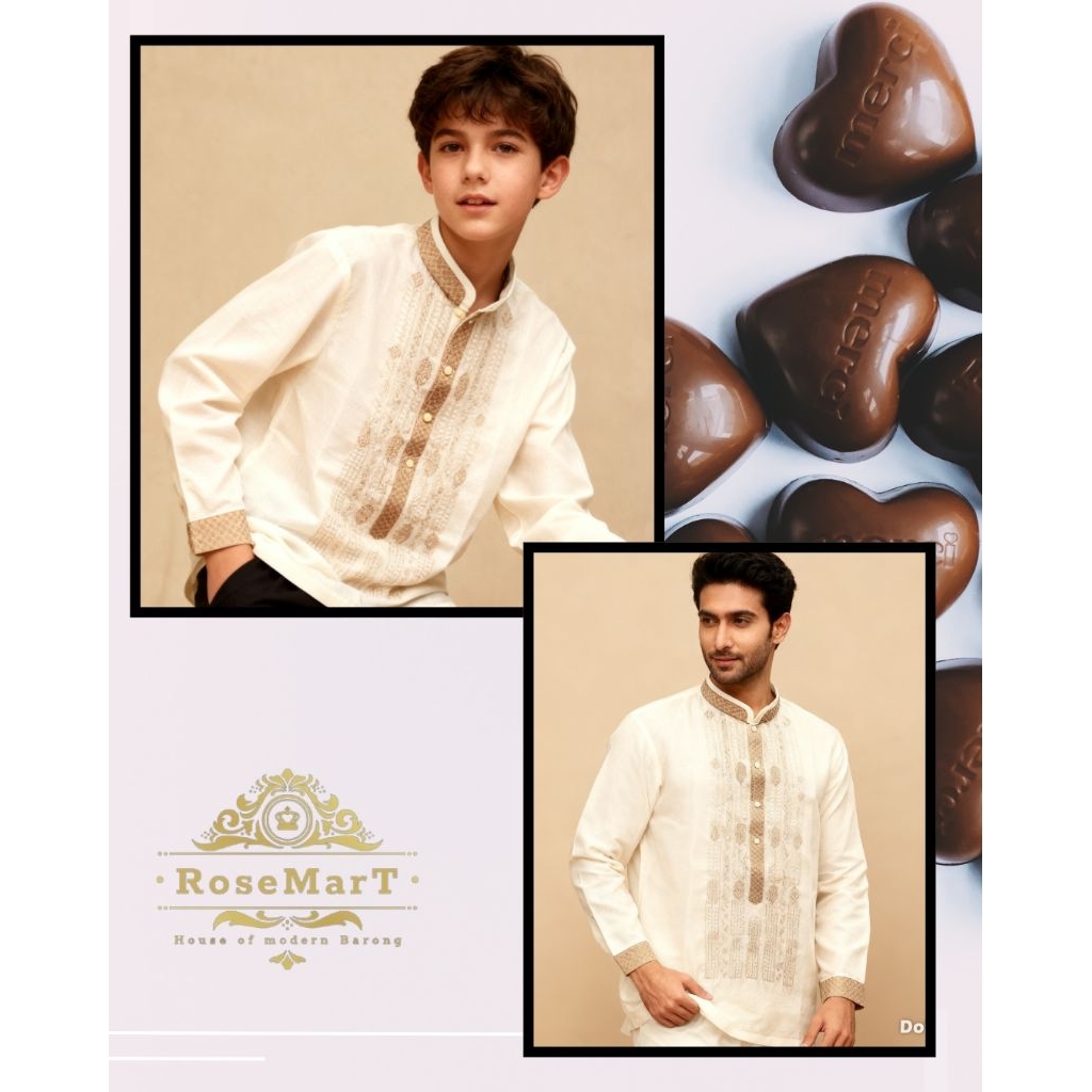 Barong Tagalog (Chinese double collar)random design | Shopee Philippines