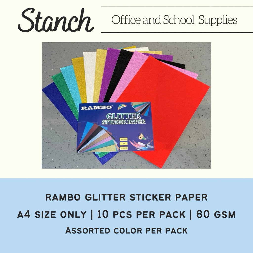 Rambo Glitter Sticker Paper (10’s per pack) | Shopee Philippines