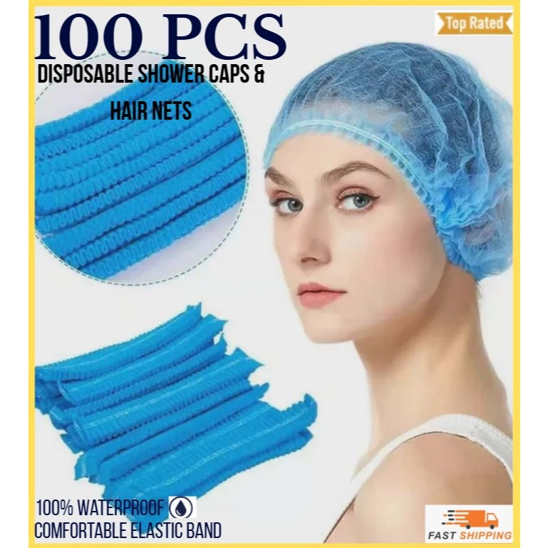 100pcs Disposable Hairnet Shower Cap for Helmet Rider Passenger Medical ...