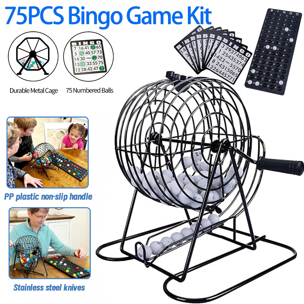 Deluxe Bingo Lotto Lottery Family Bingo Game Set with 75PCS Random Ball ...