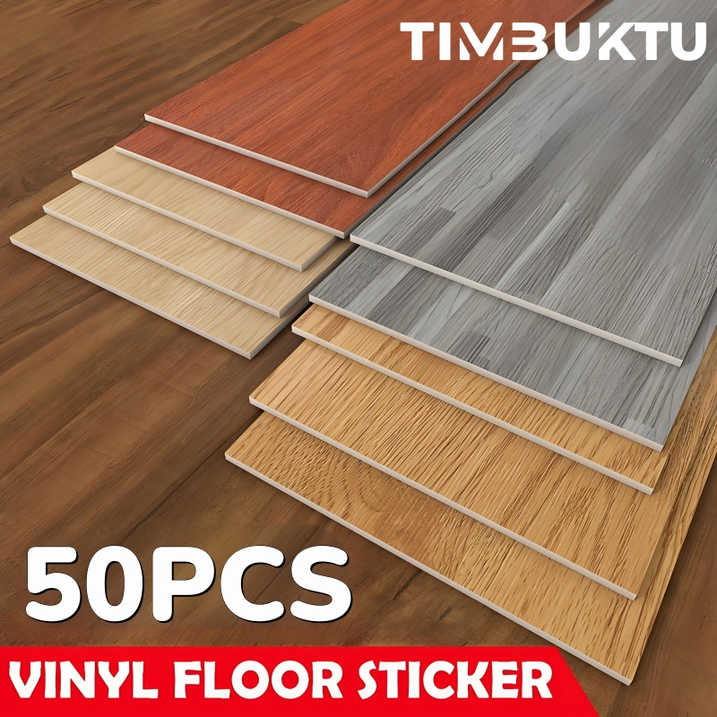50PCS Vinyl Floor Stickers 91*15cm Wooden Self-adhesive PVC Floor Decal ...
