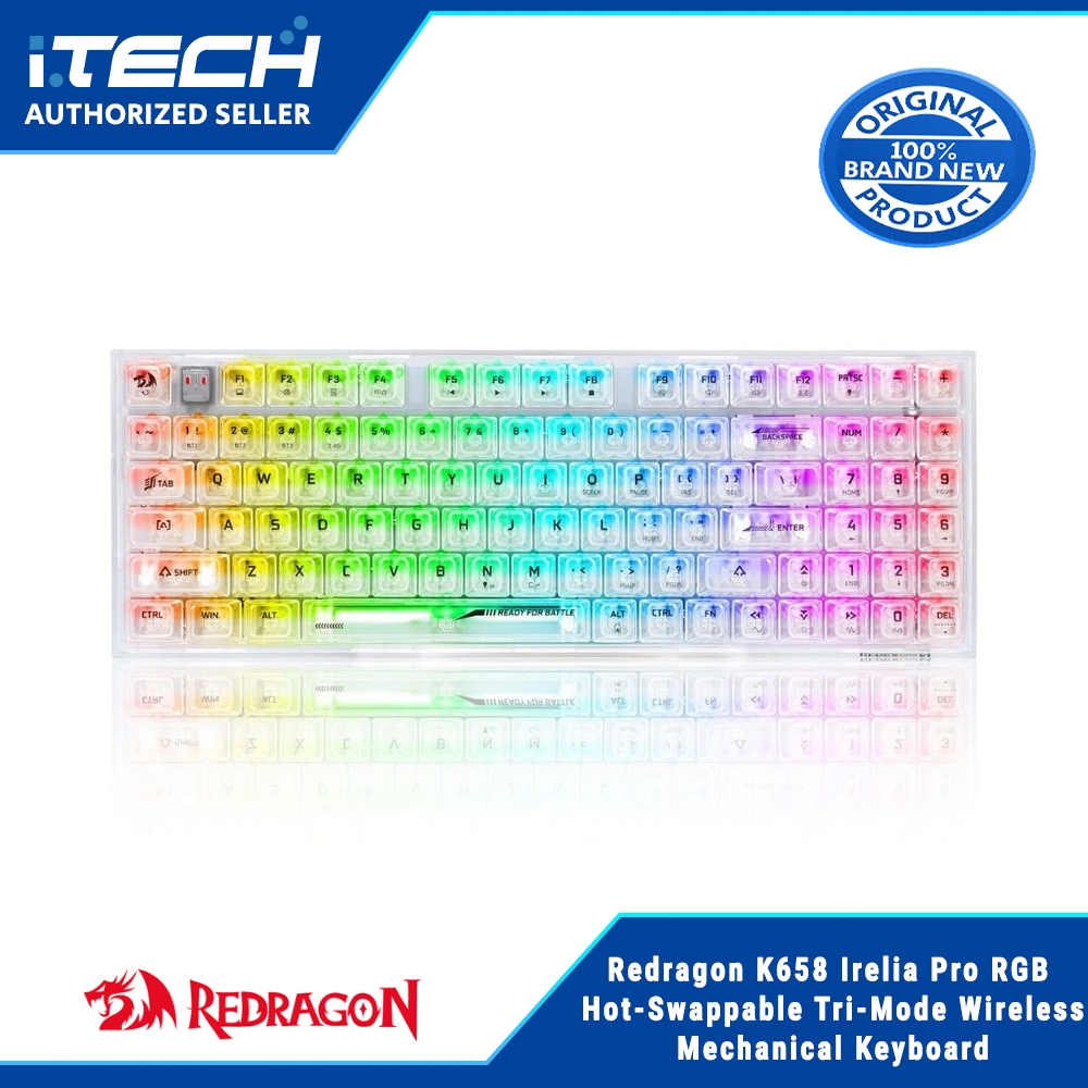 Redragon K658 Irelia Pro RGB Hot-Swappable Tri-Mode Wireless Mechanical ...