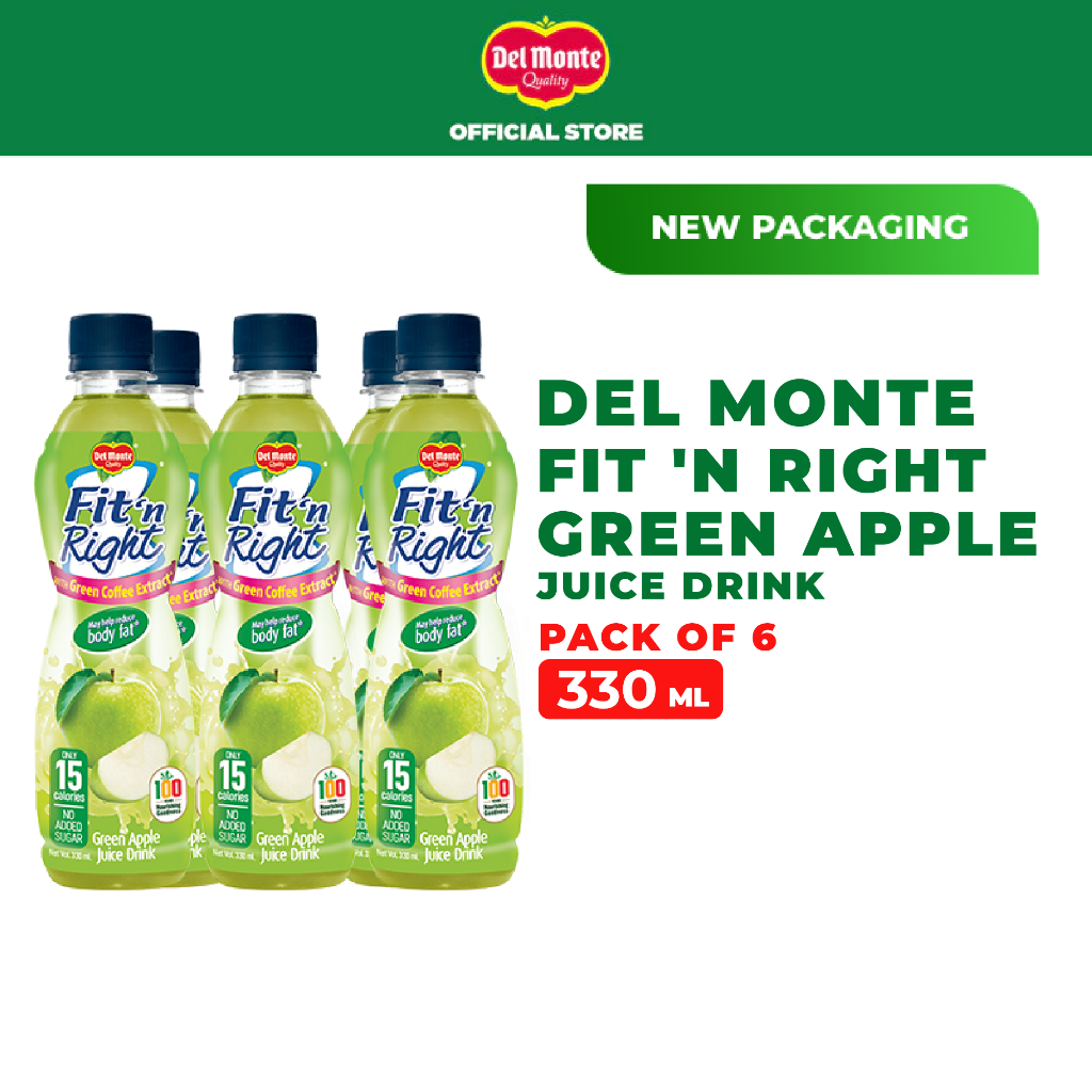 DEL MONTE Fit 'n Right Classic Green Apple 330ml x 6 | Shopee Philippines