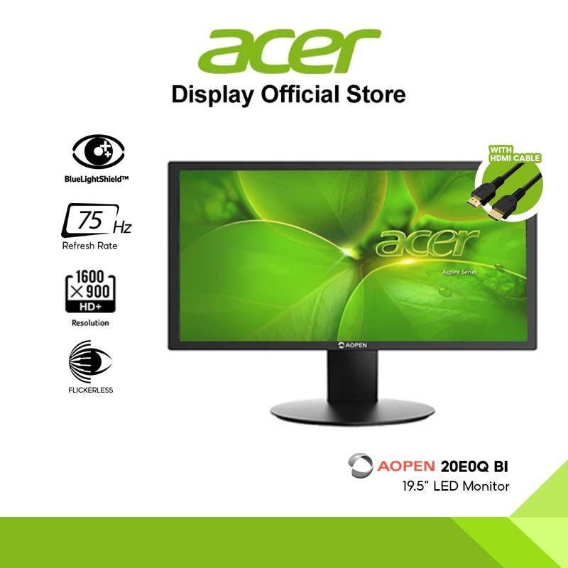 AOPEN 20E0Q Bi 19.5 75Hz LED Monitor (VGA/HDMI, 75Hz, TN) | Shopee ...
