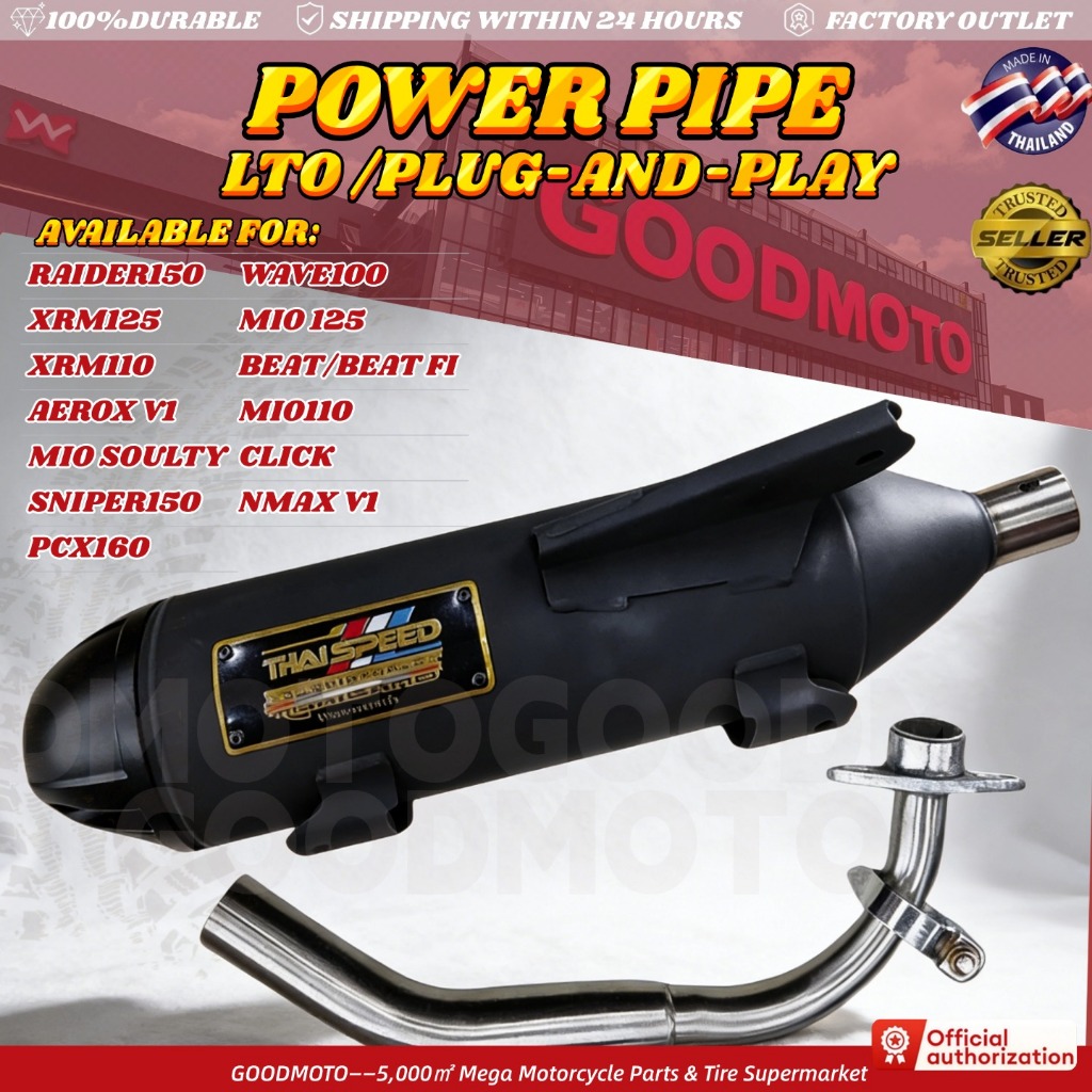 POWER PIPE LTO STANDARD PLUG-AND-PLAY CLICK/XRM/NMAX/MIO/RUSI /PCX PIPE ...