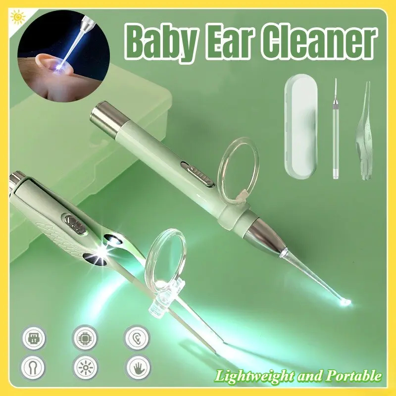 Baby Ear Cleaner Spoon LED Flash Light Child Ears Cleaning Earwax Spoon ...
