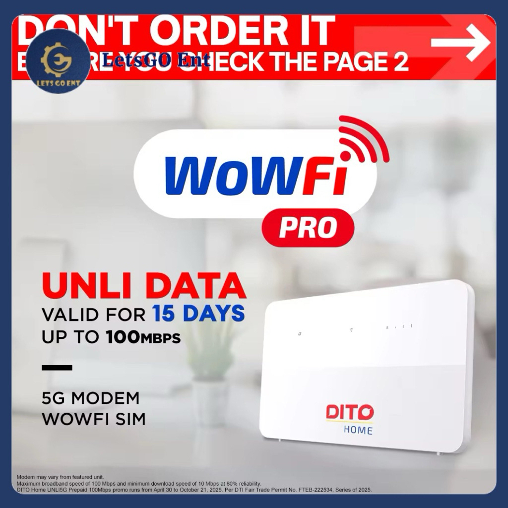 DITO WOWFI 5G Model UNLI DATA VALID FOR 15 Day Free SIM | Shopee ...
