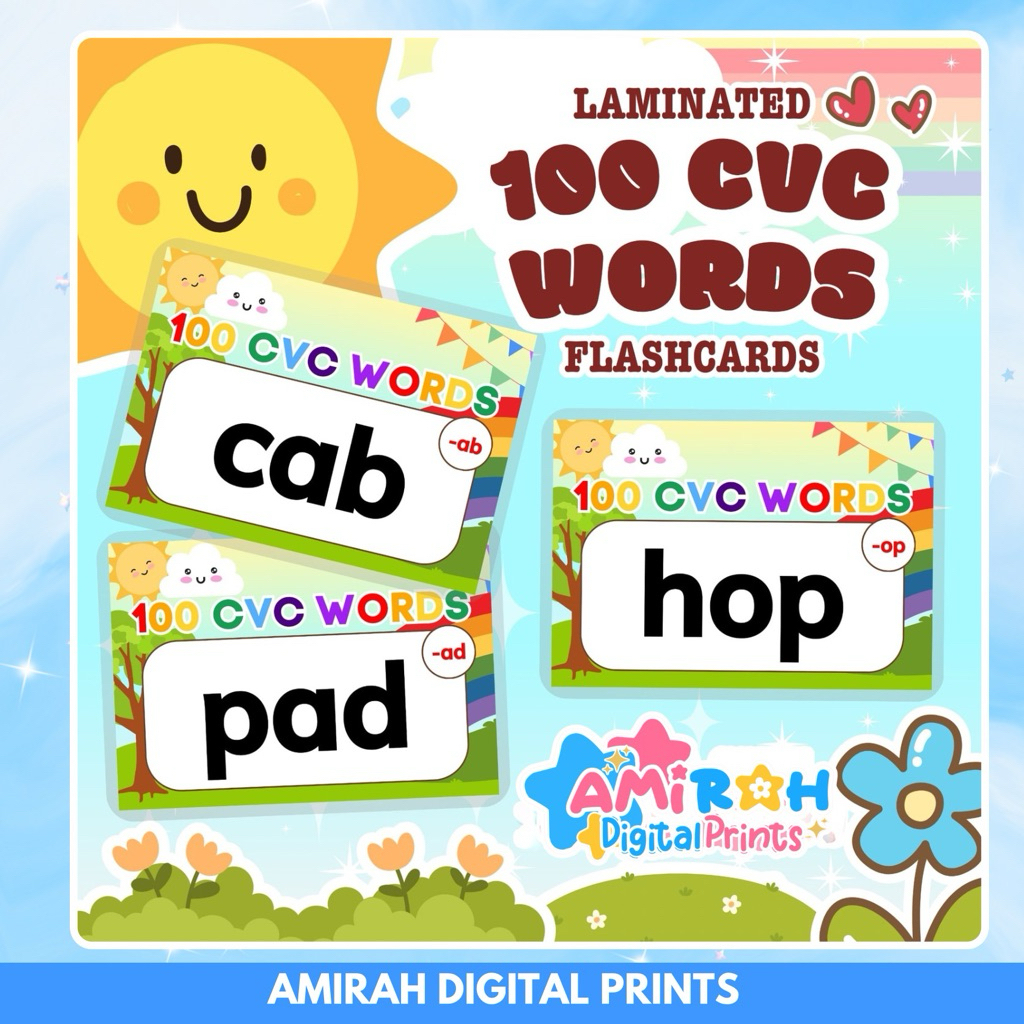 100 CVC WORDS l SIGHT WORDS l CONSONANT BLENDS l FLASH CARDS FOR KIDS ...