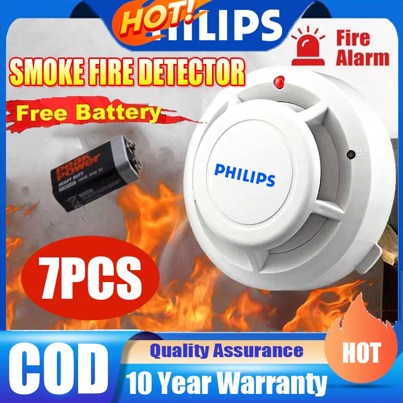 7PCS Photoelectric Smoke Alarm with Free Battery Wireless Auto Check ...