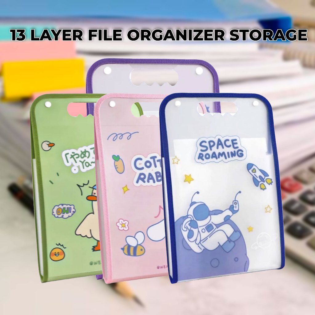 SULIT_Cartoon Folders Organizer with Handle and Labels 13 Layer ...