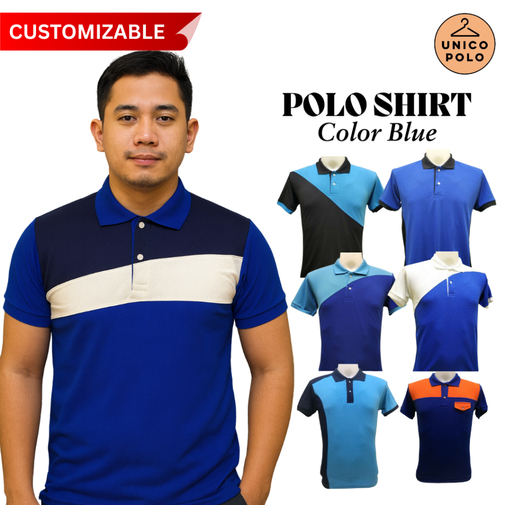 Blue Men's Combination Polo Shirt School Church Company Organization ...