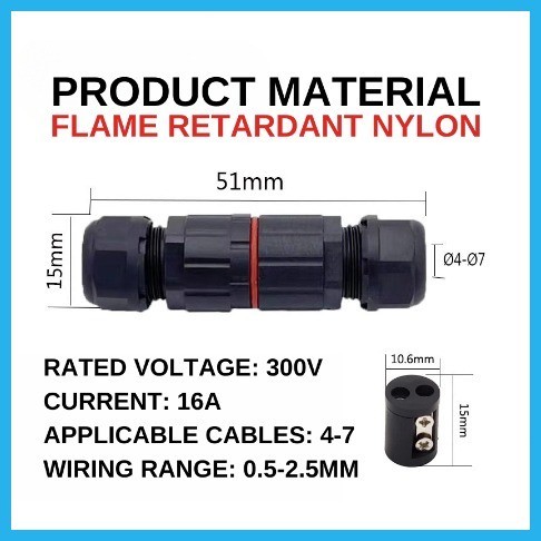 2 Core Waterproof Connector Electrical Wire Cable Welded screw free ...