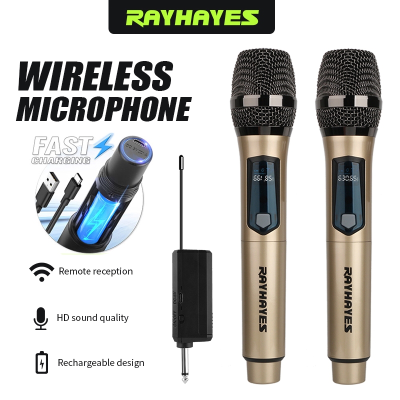 RAYHAYES Wireless Microphone System Rechargeable Dual Handheld With ...