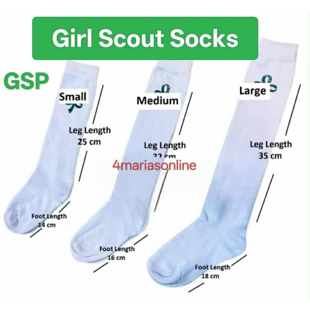 GIRL SOCKS STRETCHABLE FOR SCHOOL - SCOUT THEME AVAILABLE SIZE S, M, L ...