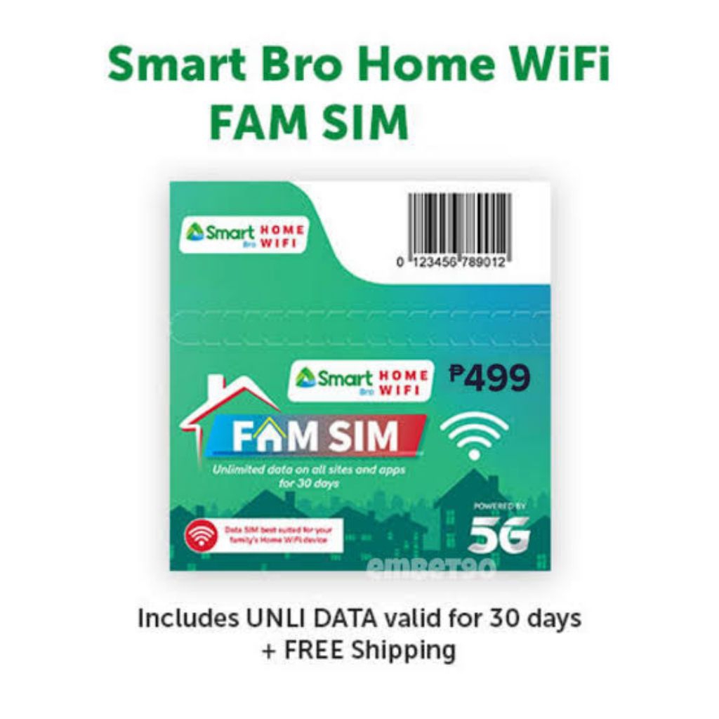 PLDT SMART BRO HOME PREPAID WIFI SIM UNLIFAM 15DAYS UNLIFAM 30 DAYS UNLIFAM1299 FAMSIM UNLI ...