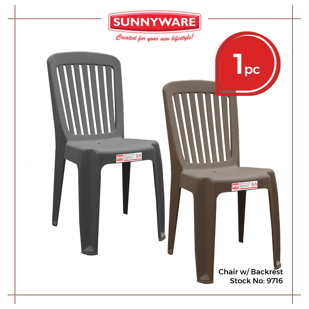1pc Chair w/ Backrest [Sunnyware 9716] | Plasticware Dining | Shopee ...