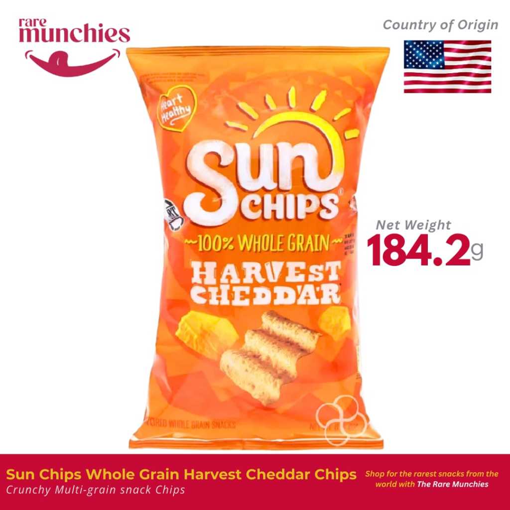Sun Chips Whole Grain Harvest Cheddar Chips 184.2g – Crunchy Multigrain ...