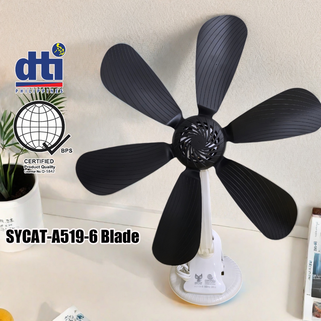 SYCAT-A519-6 Blade Big Clip Fan Round Chassis Clip Fan Desk Fan Large ...