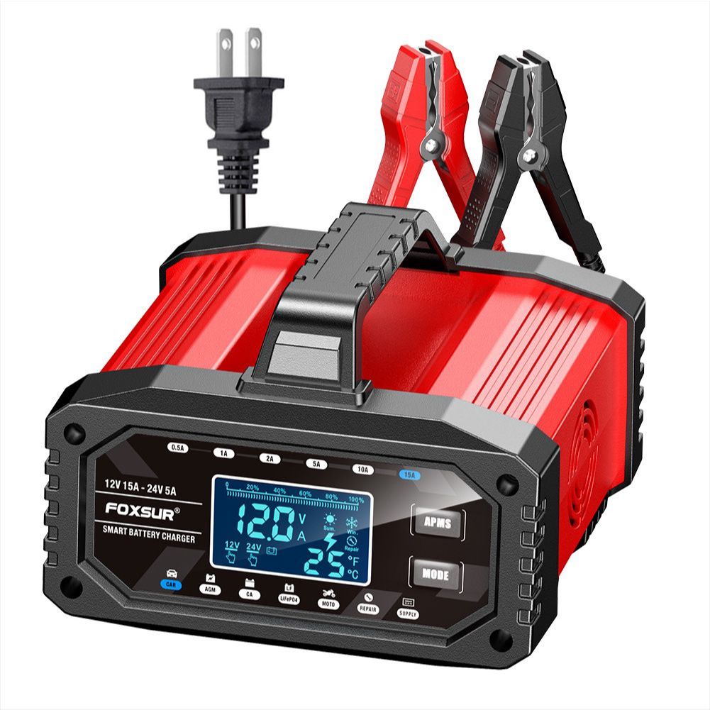 FOXSUR New 12V 24V 15A Car Motorcycle Truck Agricultural Vehicle Start ...