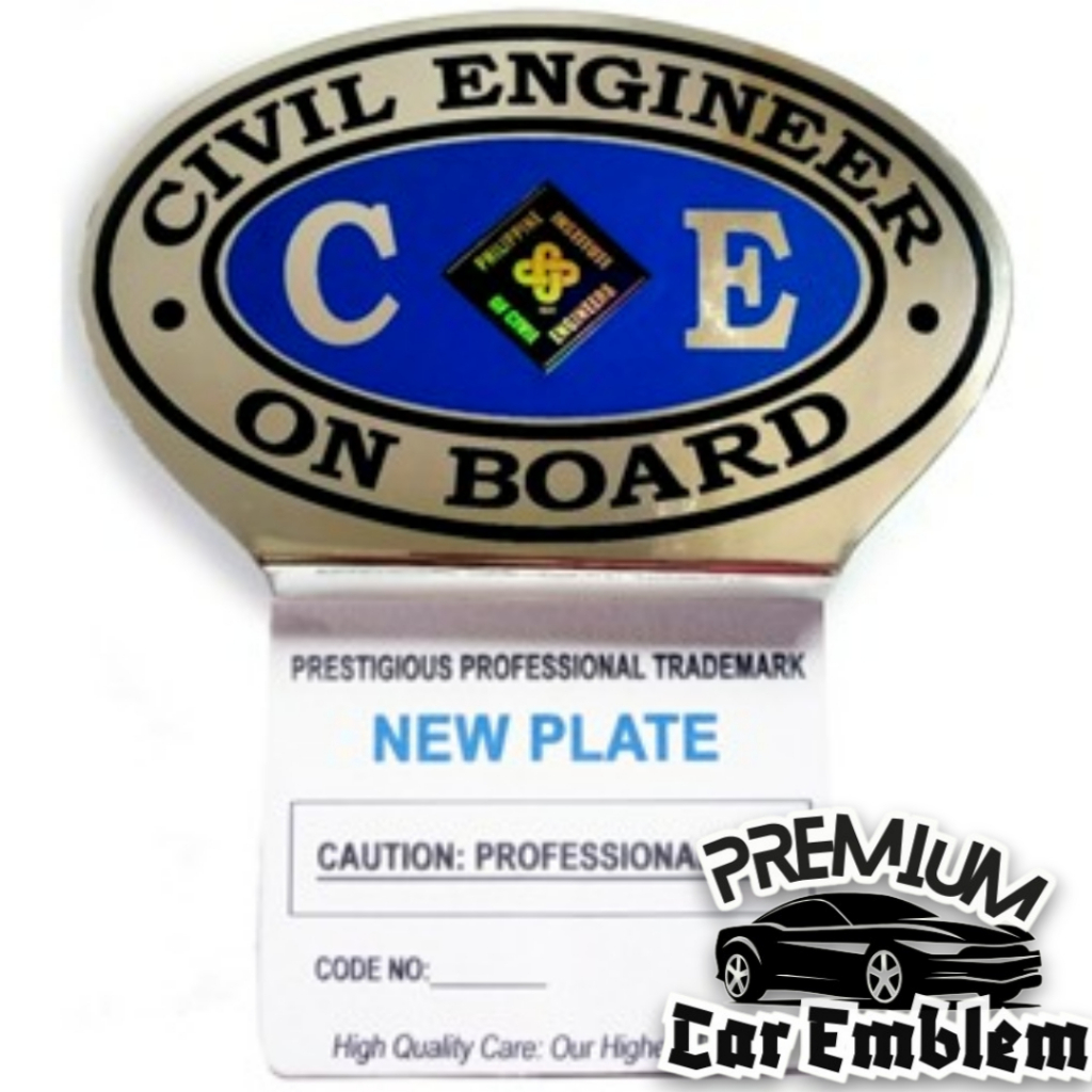 CE CIVIL ENGINEER ON BOARD CAR EMBLEM Silver Background | Shopee ...