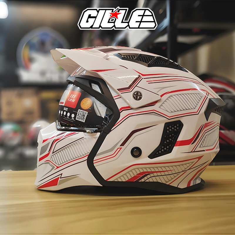 Gille Helmet YM-926 SQUADRON Modular Helmet Dual Visor Full Face Open ...