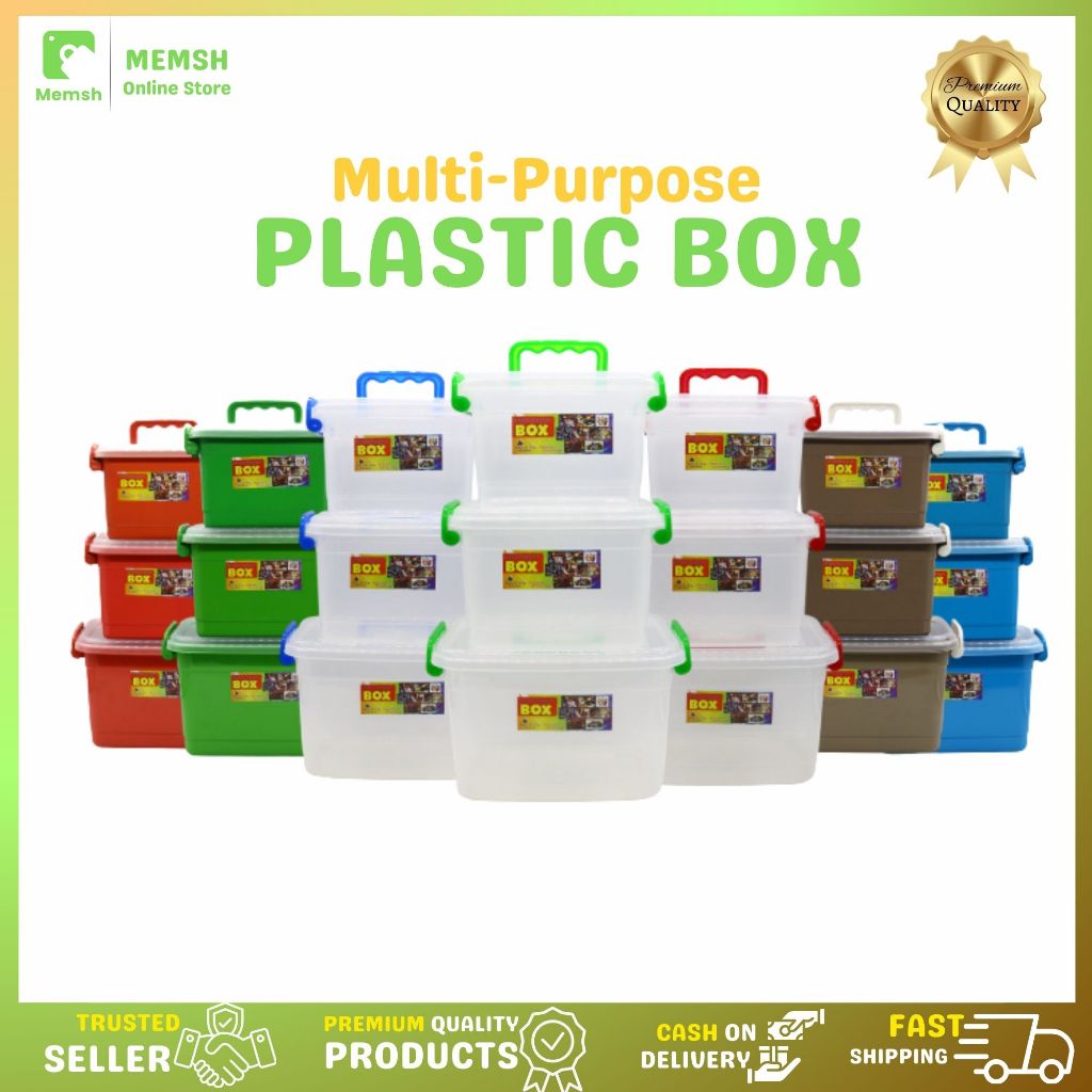 Memsh Plastic Multi-Purpose Storage Box with Handle/School Kit/Cosmetic ...